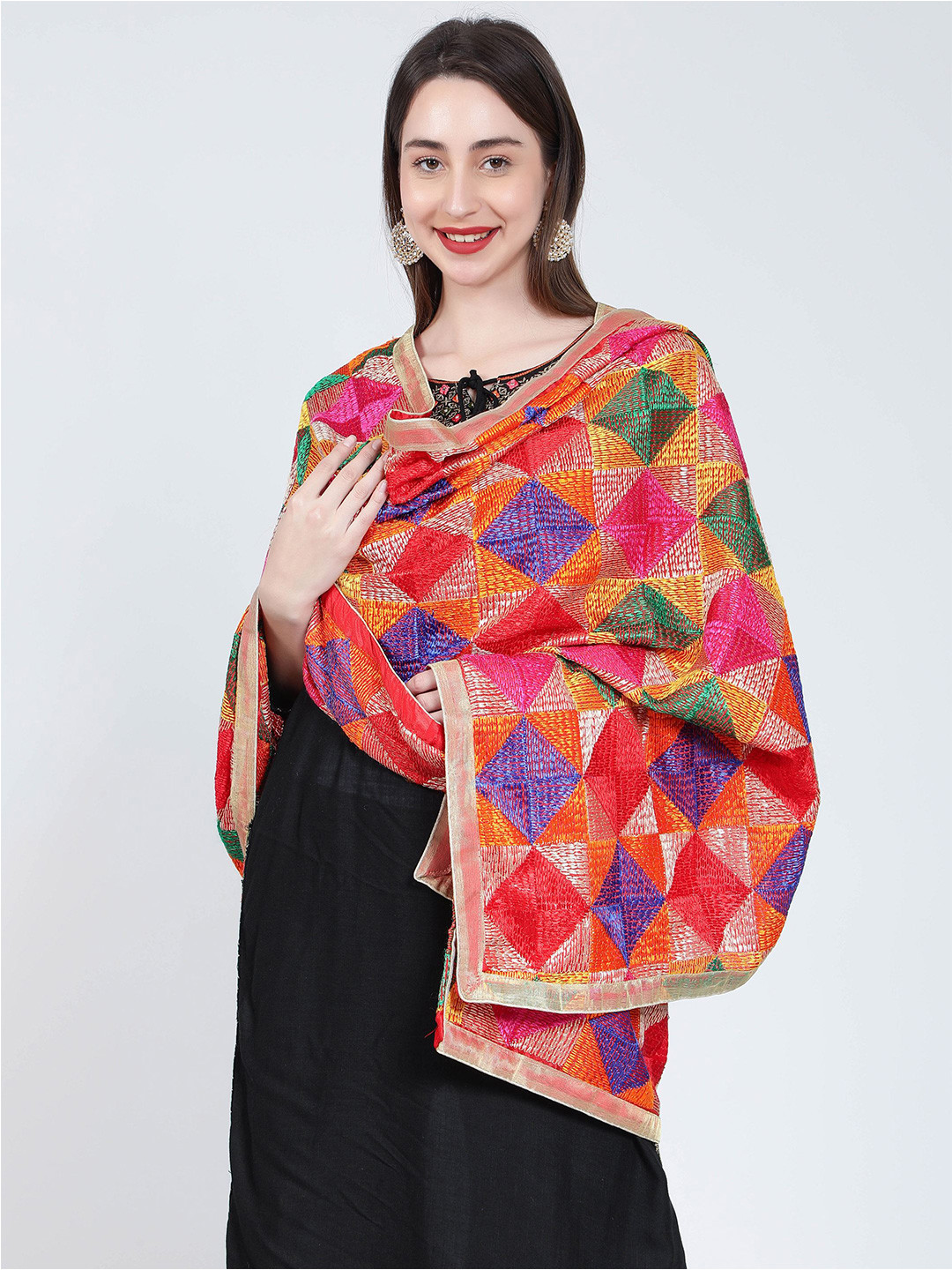 Buy Moda Chales Embroidered Phulkari Chiffon Dupatta - Dupatta for ...