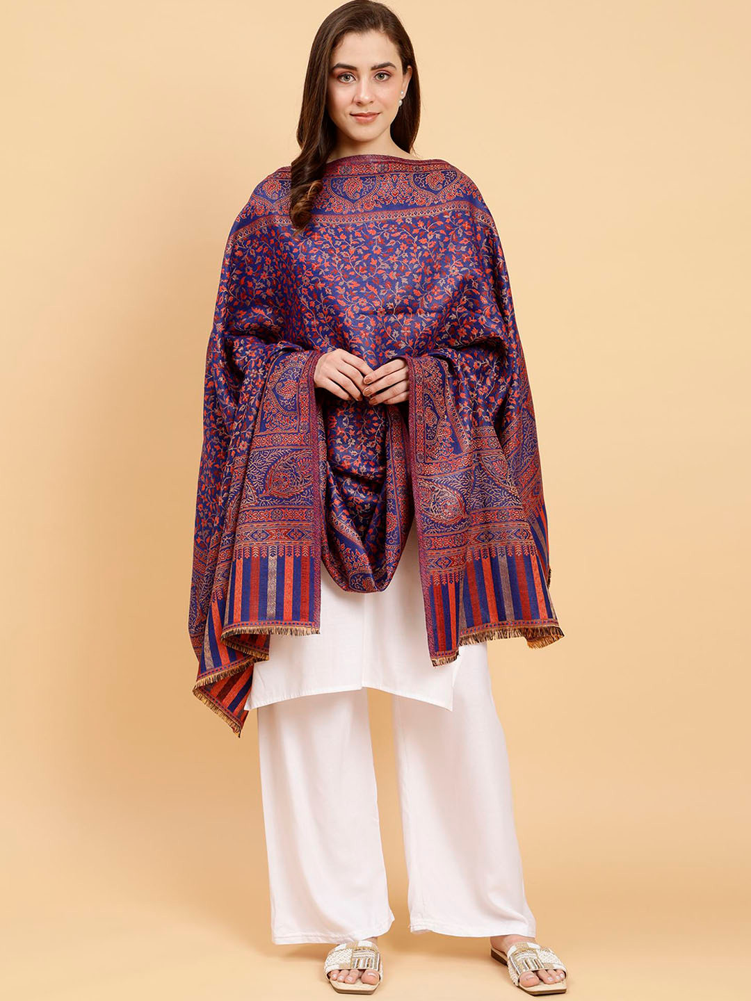 Buy Moda Chales Ethnic Motifs Woven Design Shawl - Shawl for Women ...