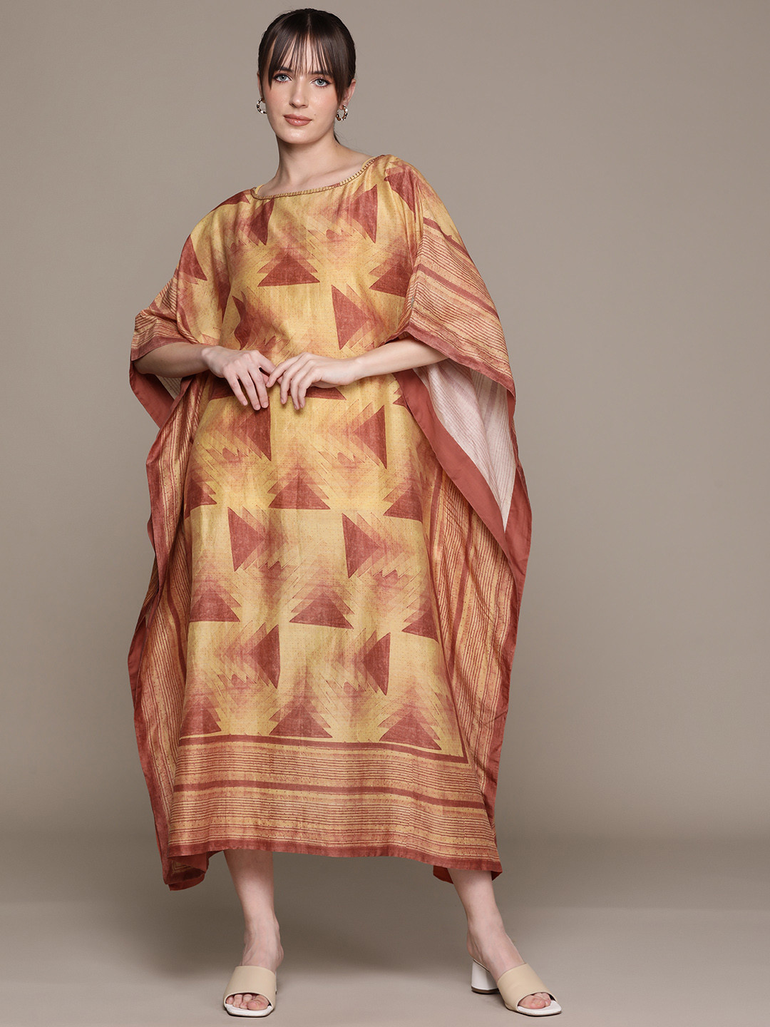 Buy Ritu Kumar Print Kimono Sleeve Kaftan Midi Dress - Dresses for ...