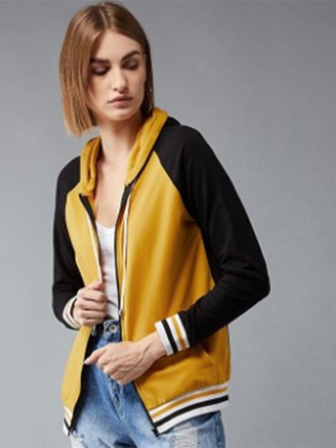 Buy BAESD Colourblocked Pure Cotton Varsity Jacket - Jackets for Women ...