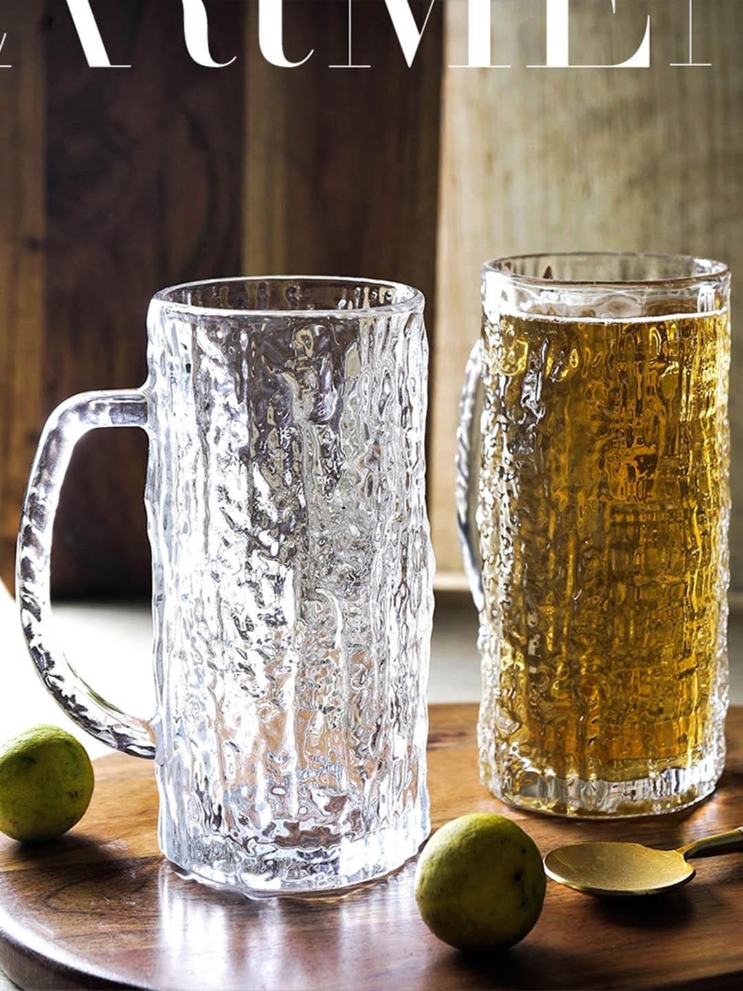 Buy THE ARTMENT Transparent 4 Pieces Textured Beer Glasses 490 Ml - Bar ...