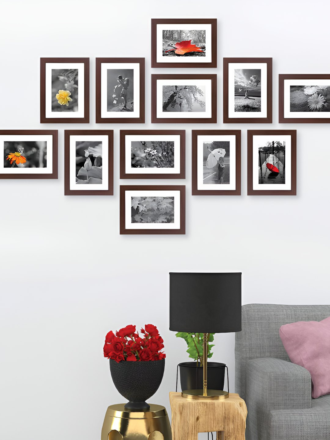 Buy Stuthi Arts Brown 12 Pieces Wood Wall Photo Frames - Photo Frames ...
