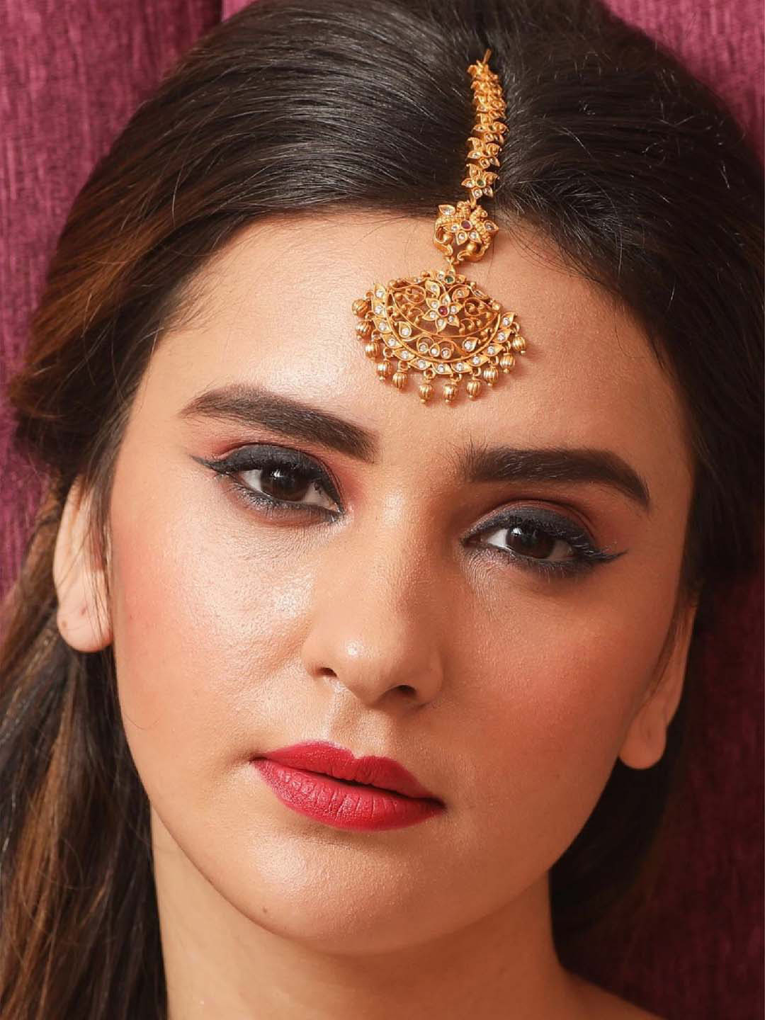 Buy Tarinika Gold Plated CZ Studded Maang Tikka - Head Jewellery for ...