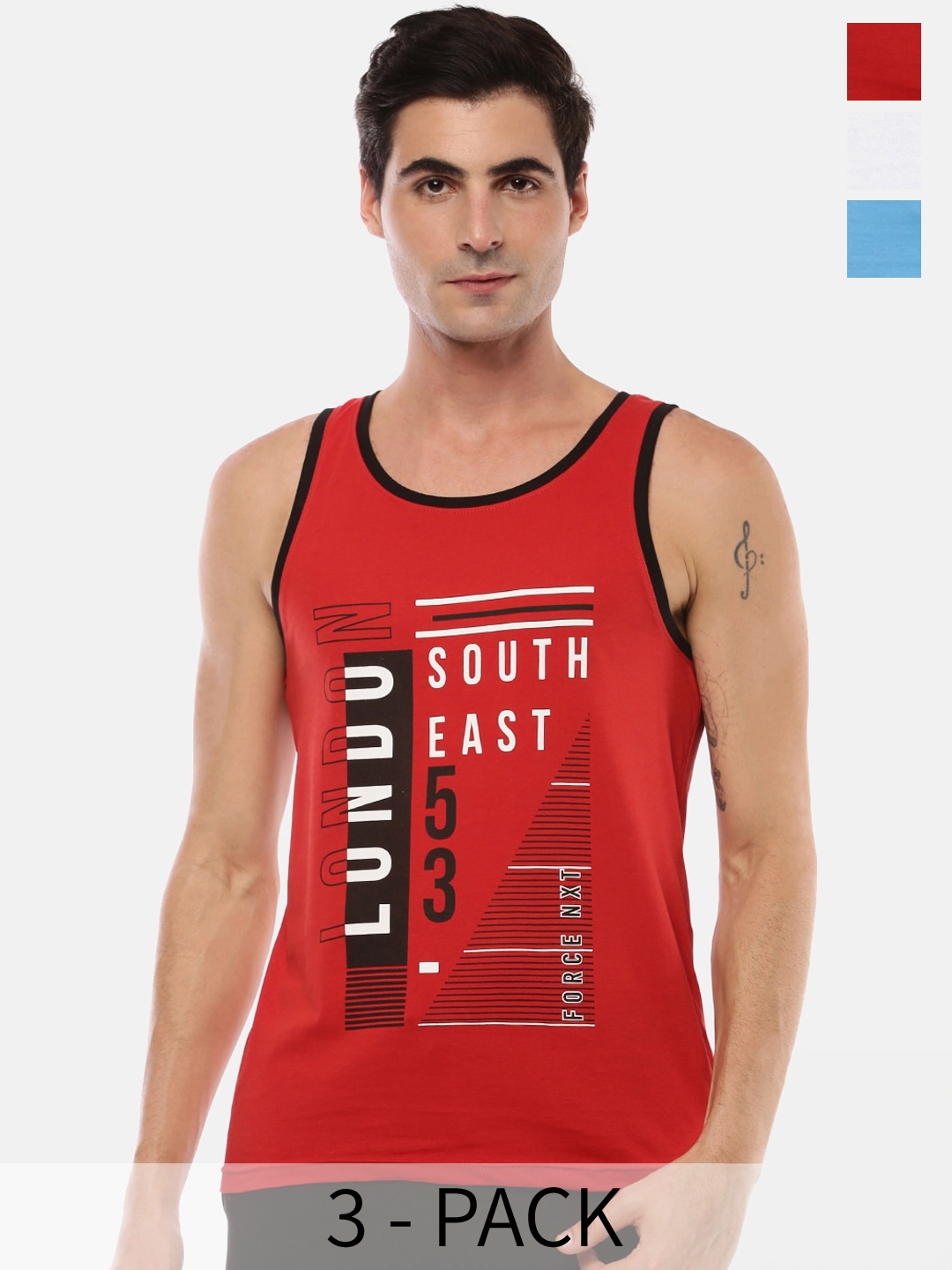 Buy Force Nxt Pack Of 3 Printed Pure Cotton Innerwear Vests Mnal 431