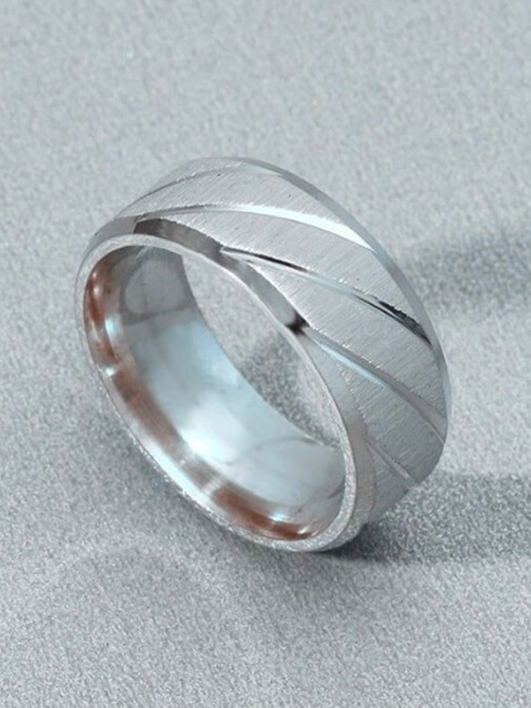 Buy VIEN Men Silver Plated Twill Pattern Finger Ring - Ring for Men ...