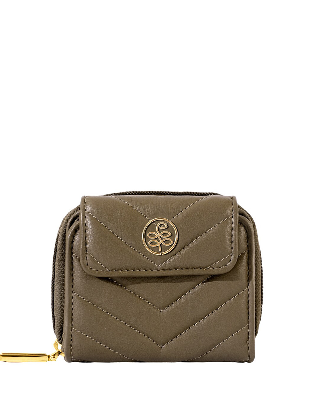 Buy Eske Women Textured Brand Logo RFID Leather Zip Around Wallet ...