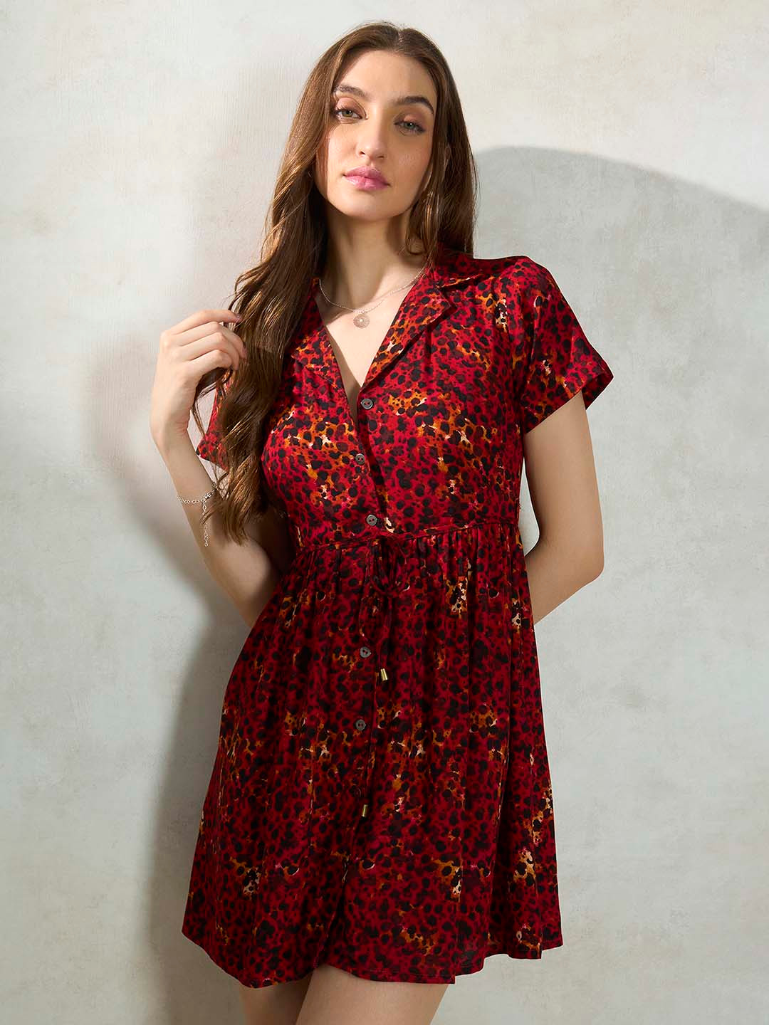 Buy Virgio Imara Animal Printed Shirt Dress With Pockets - Dresses for ...