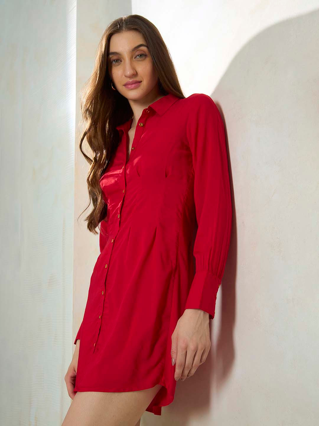 Buy Virgio Pleated Shirt Style Modal Dress - Dresses for Women 25968194 ...