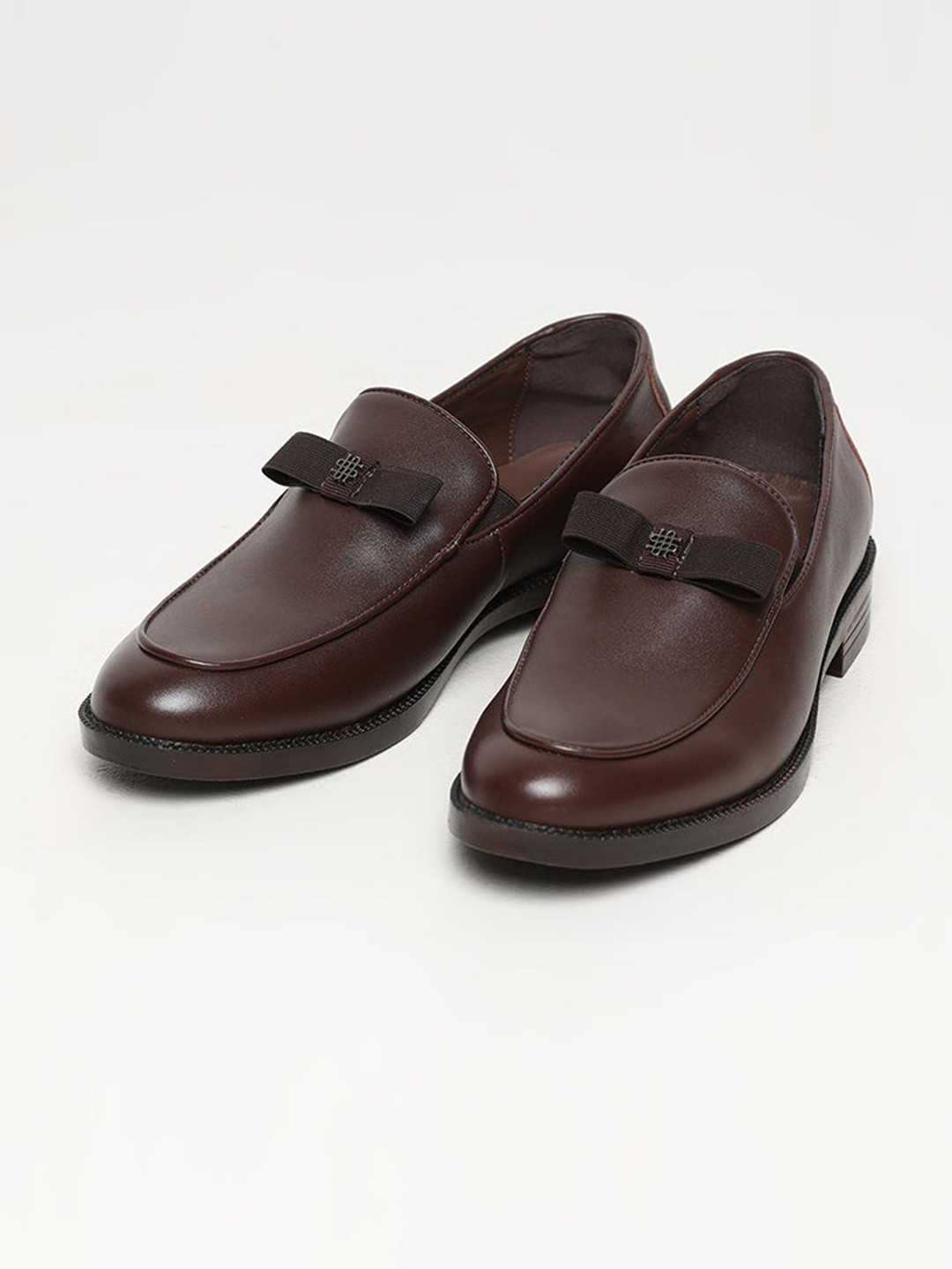 Buy Snitch Men Brown Round Toe Leather Formal Slip On Shoes - Formal ...