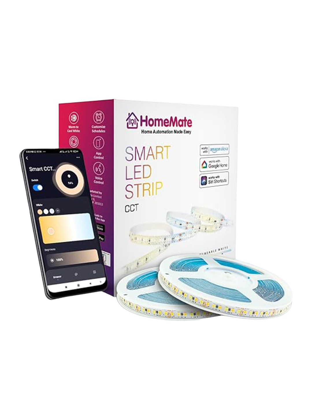 Buy HomeMate White CCT WiFi Led Smart Strip Lights Kit - String Lights ...