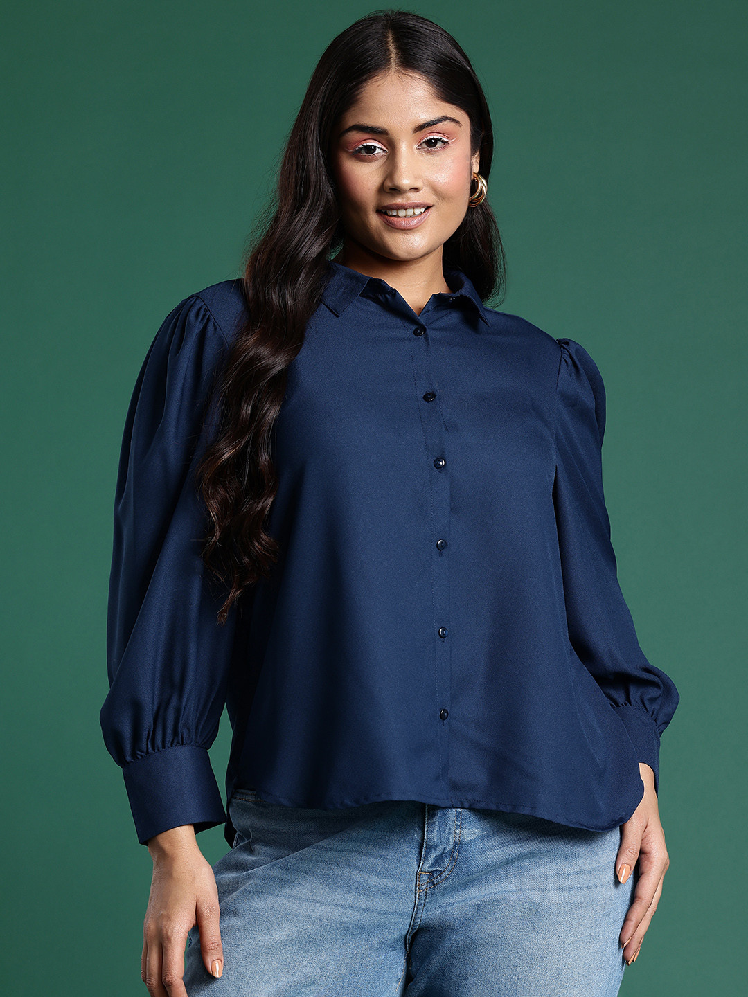 Buy DressBerry Curve Plus Size Solid Casual Shirt - Shirts for Women ...