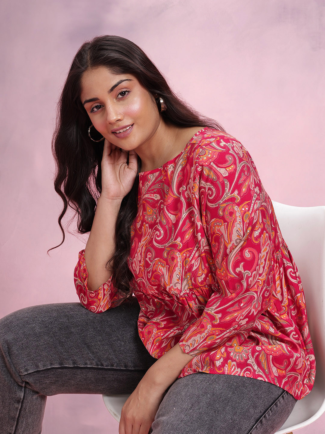 Buy DressBerry Curve Printed Indie Florals Top - Tops for Women ...