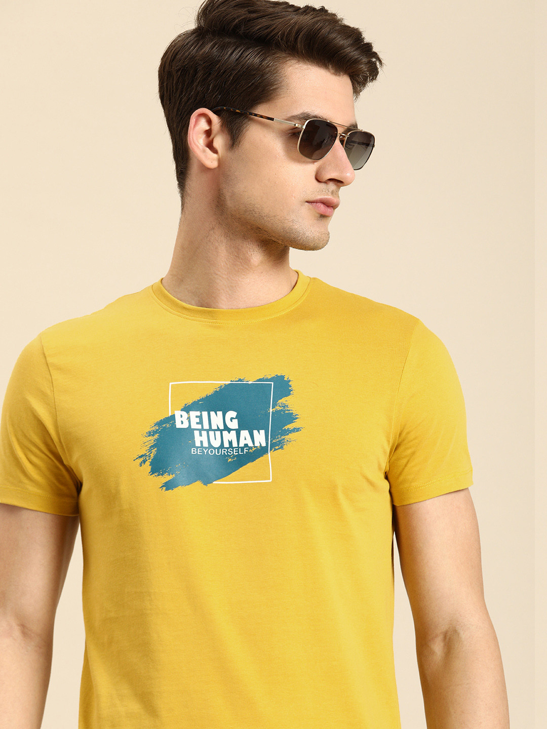 Buy Being Human Brand Logo Printed Pure Cotton T Shirt - Tshirts for ...