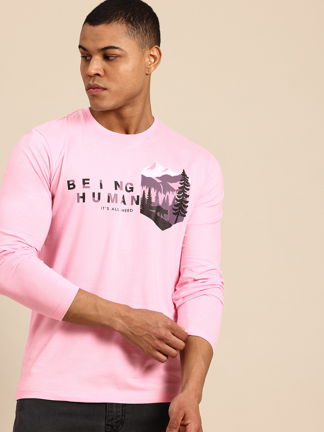 Buy Being Human Brand Logo Print Pure Cotton T Shirt - Tshirts for Men ...