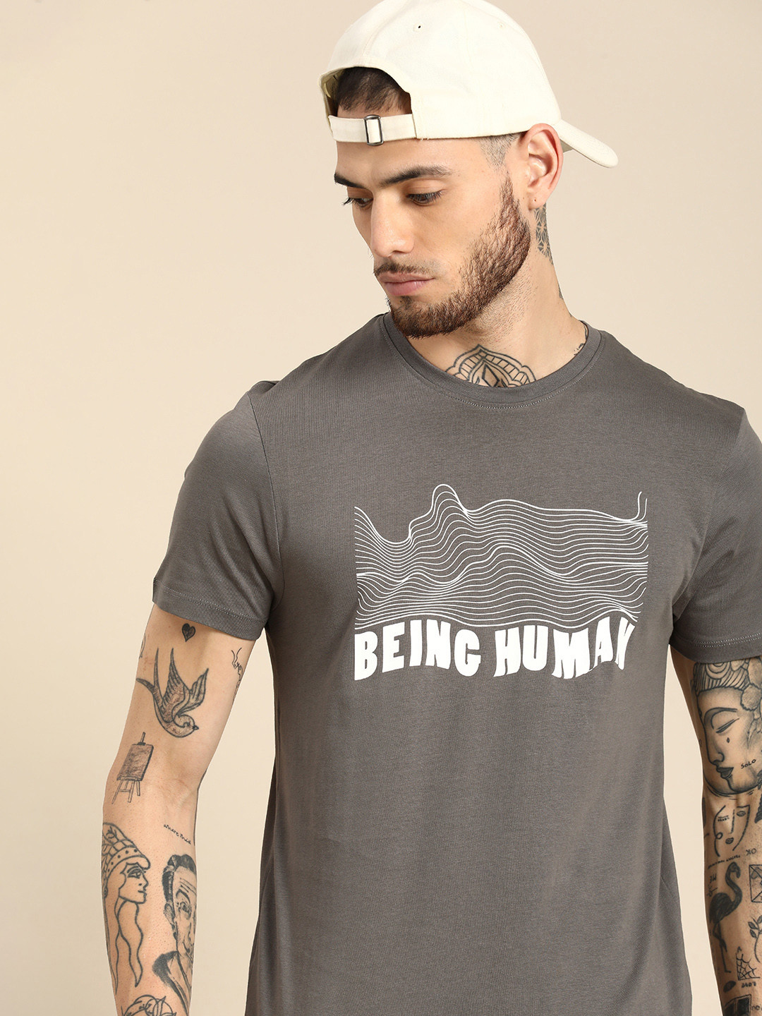 Buy Being Human Brand Logo Printed Pure Cotton T Shirt - Tshirts for ...