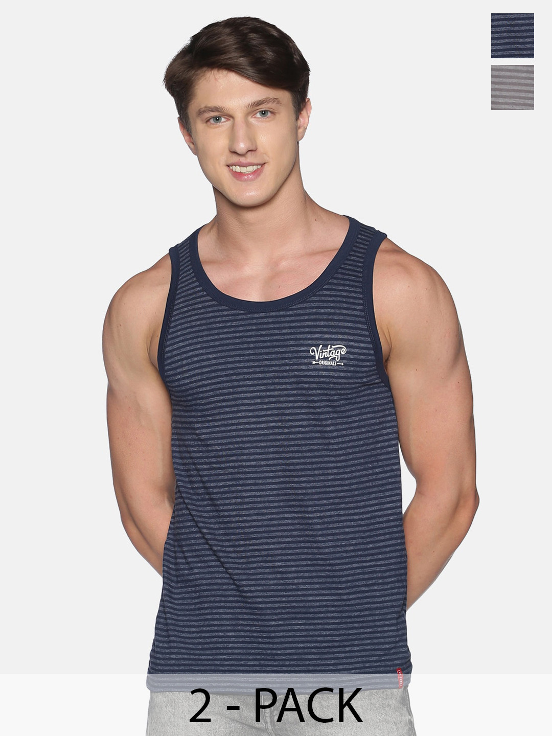 Buy Force NXT Pack Of 2 Pure Cotton Sleeveless Innerwear Vests ...