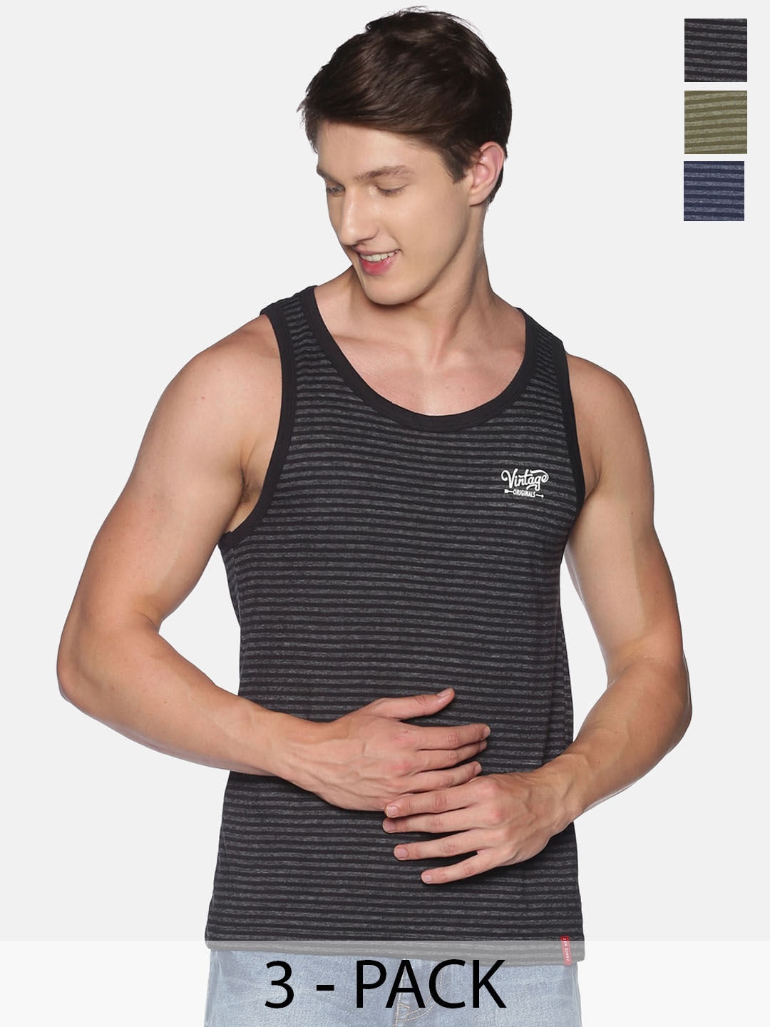 Buy Force Nxt Pack Of 3 Pure Cotton Sleeveless Innerwear Vests