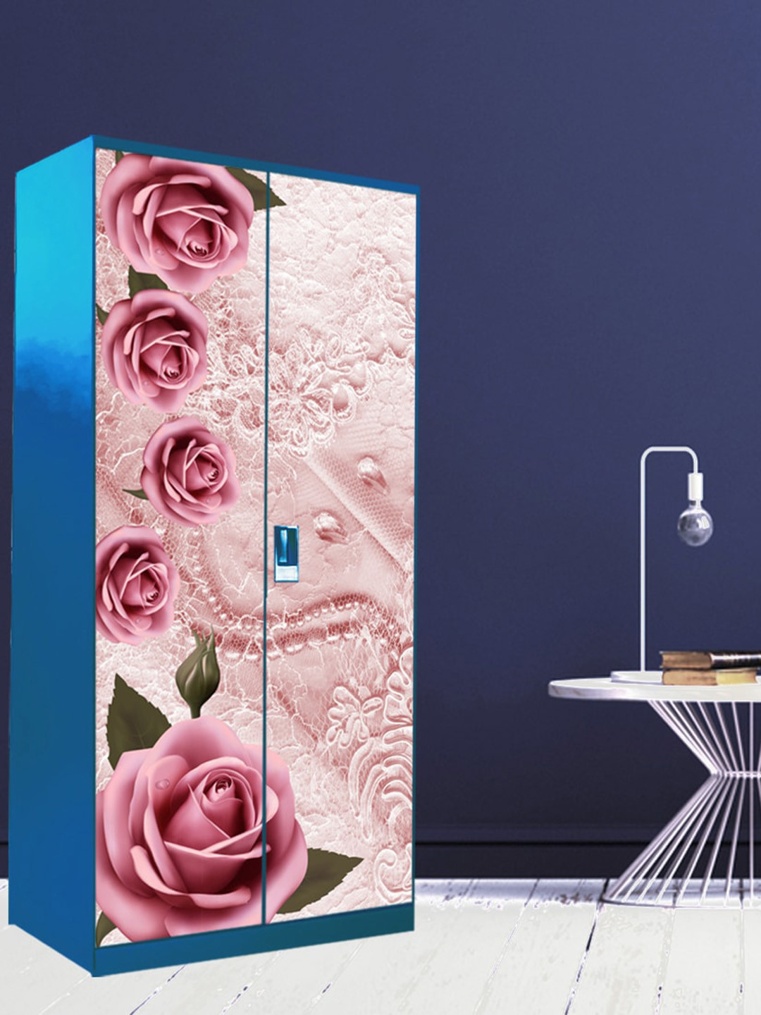 Buy WallDaddy Pink Floral Printed Wardrobe Sticker - Decals And ...