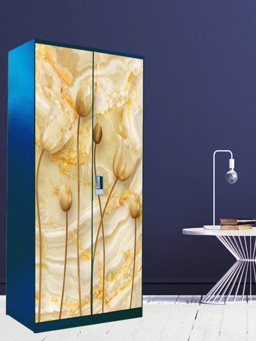 Buy WallDaddy Cream & Gold Toned Printed Wardrobe Stickers - Decals And ...