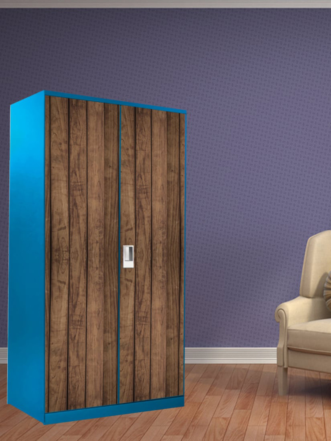 Buy WallDaddy Brown Wooden Strip Printed Wardrobe Sticker - Decals And ...