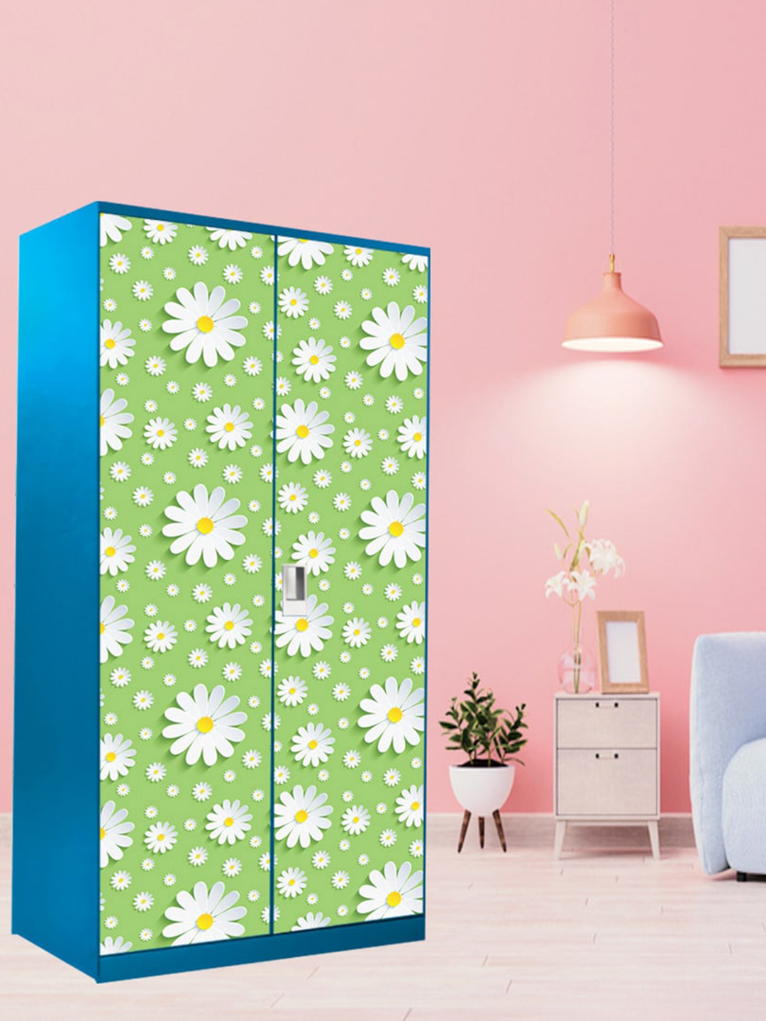 Buy WallDaddy Green & White Printed Wardrobe Decals And Stickers ...