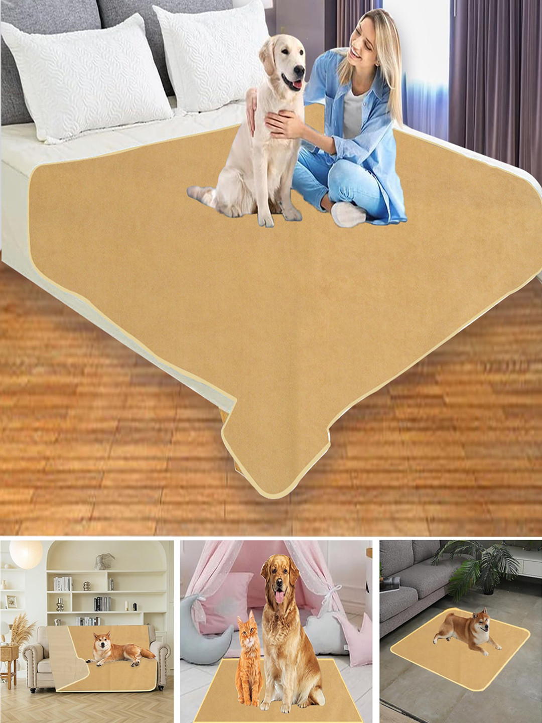 Buy Adbeni Beige Cotton Waterproof Pet Mat - Pet Mats for Unisex ...