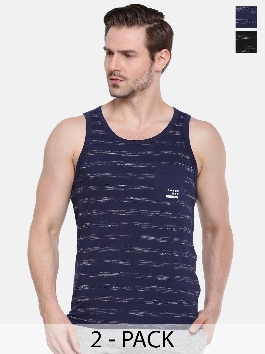 Buy Force Nxt Pack Of 2 Printed Pure Cotton Innerwear Vests Innerwear