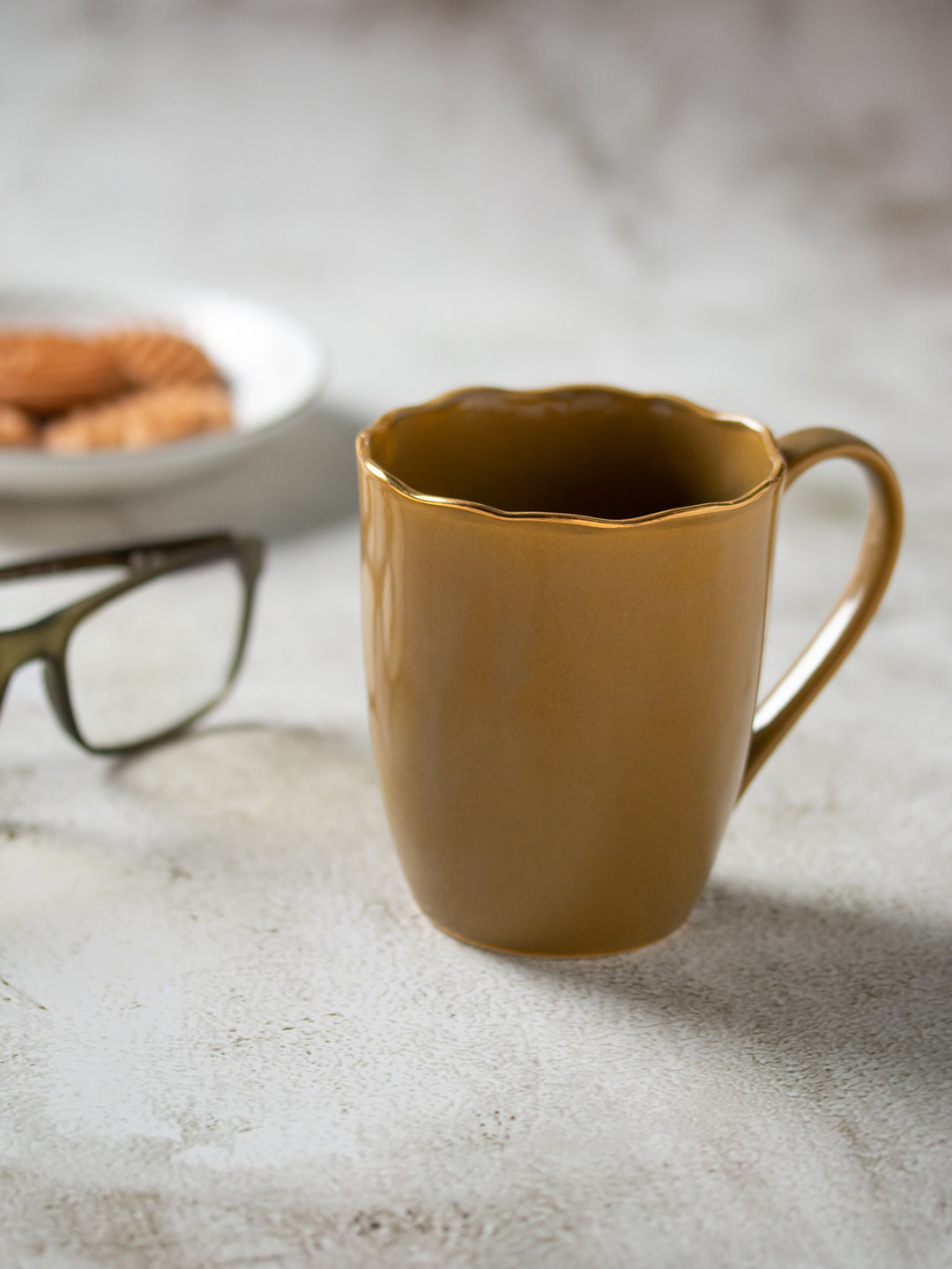 Buy CLAY CRAFT Brown Ceramic Glossy Mugs 340 Ml - Cups And Mugs for ...