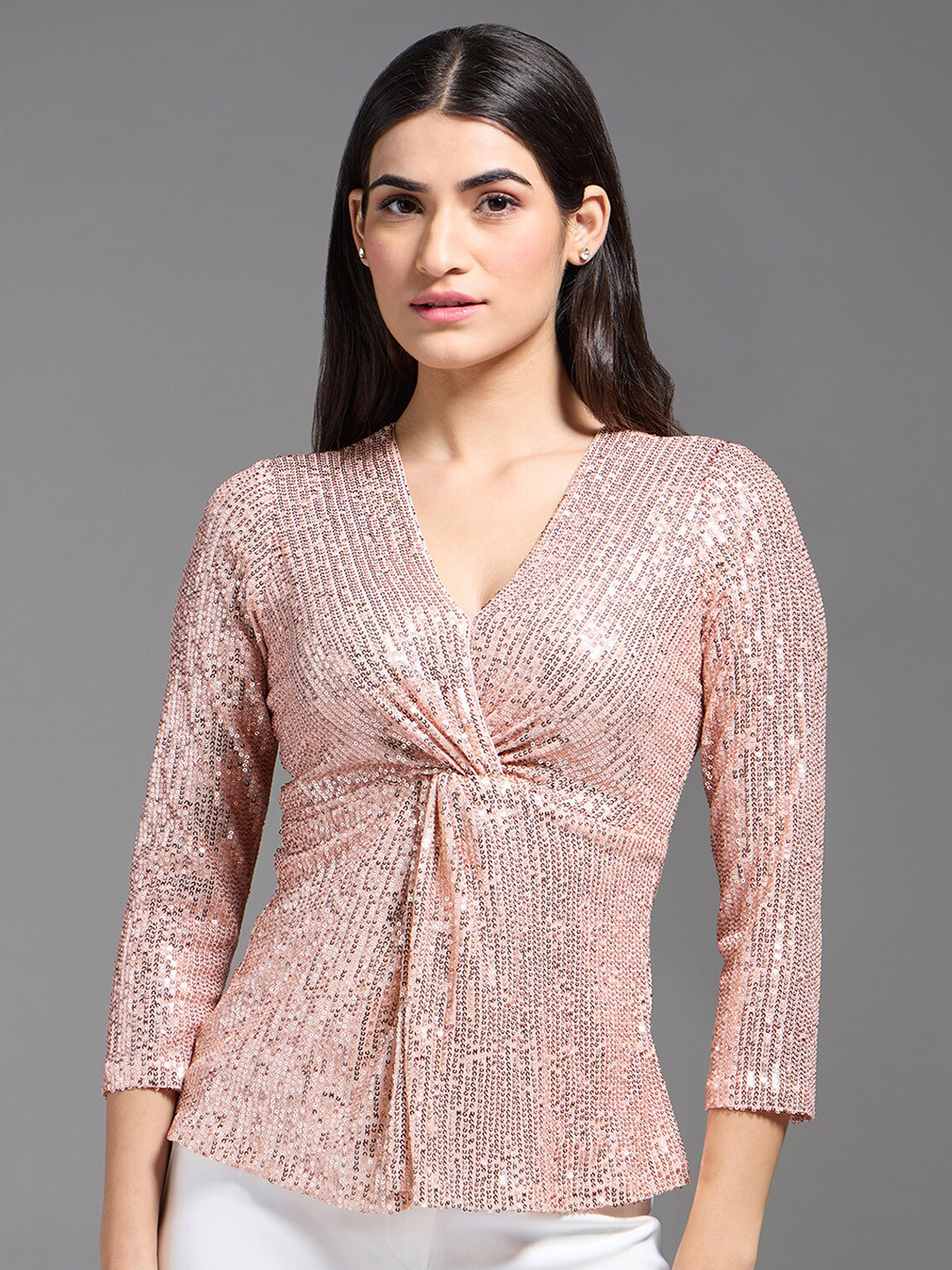 Buy 20Dresses Embellished V Neck Sequined Regular Top - Tops for Women ...