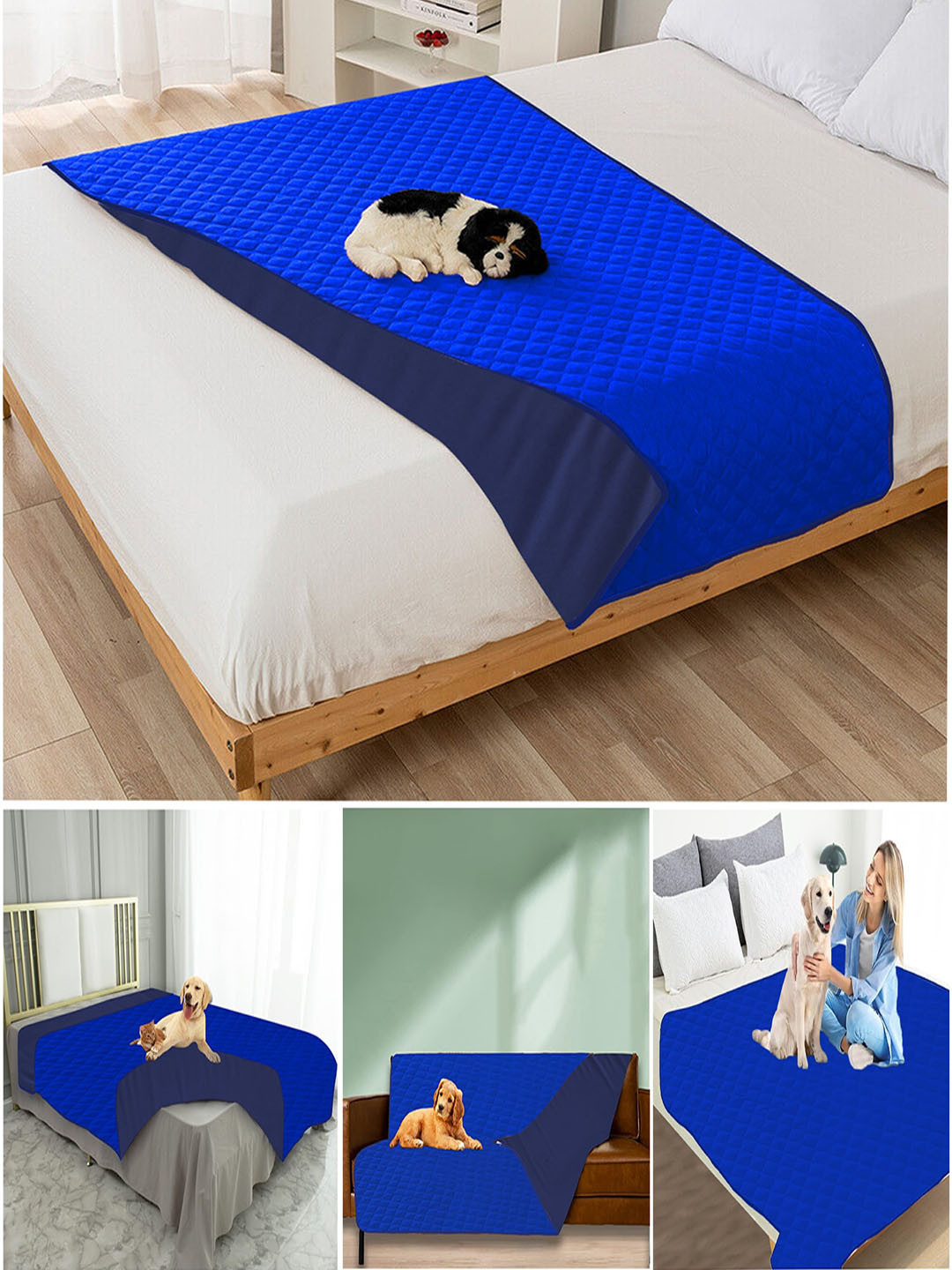 Buy Adbeni Royal Blue Quilted Waterproof Reusable Shrink Resistant ...