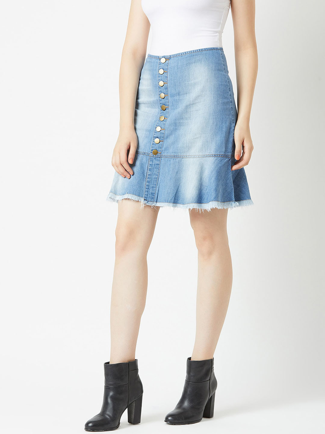 Buy DressBerry Breakaway Flared Denim Skirt - Skirts for Women 25995866 ...