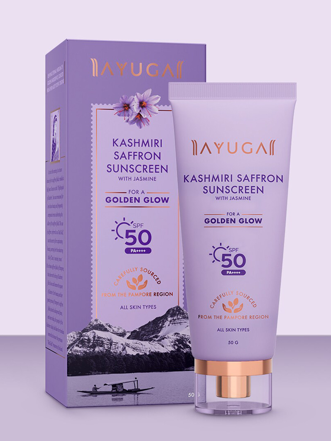 Buy Ayuga Kashmiri Saffron Sunscreen SPF 50 PA++++ With Jasmine 50g ...