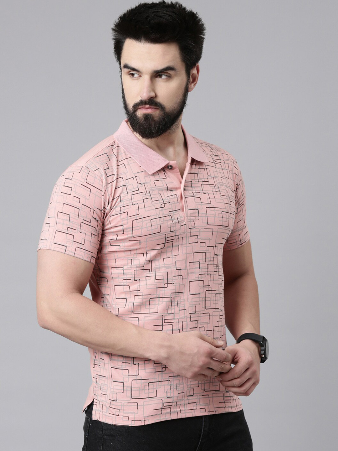 Buy Kryptic Abstract Printed Polo Collar Pure Cotton T Shirt - Tshirts ...