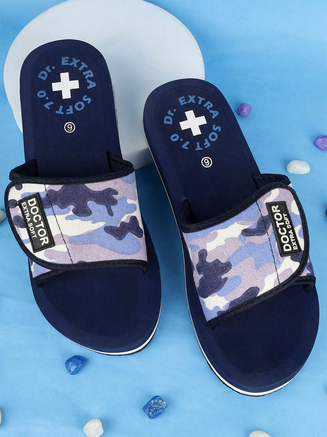 Buy DOCTOR EXTRA SOFT Men Orthopedic Camouflage Printed Sliders With ...