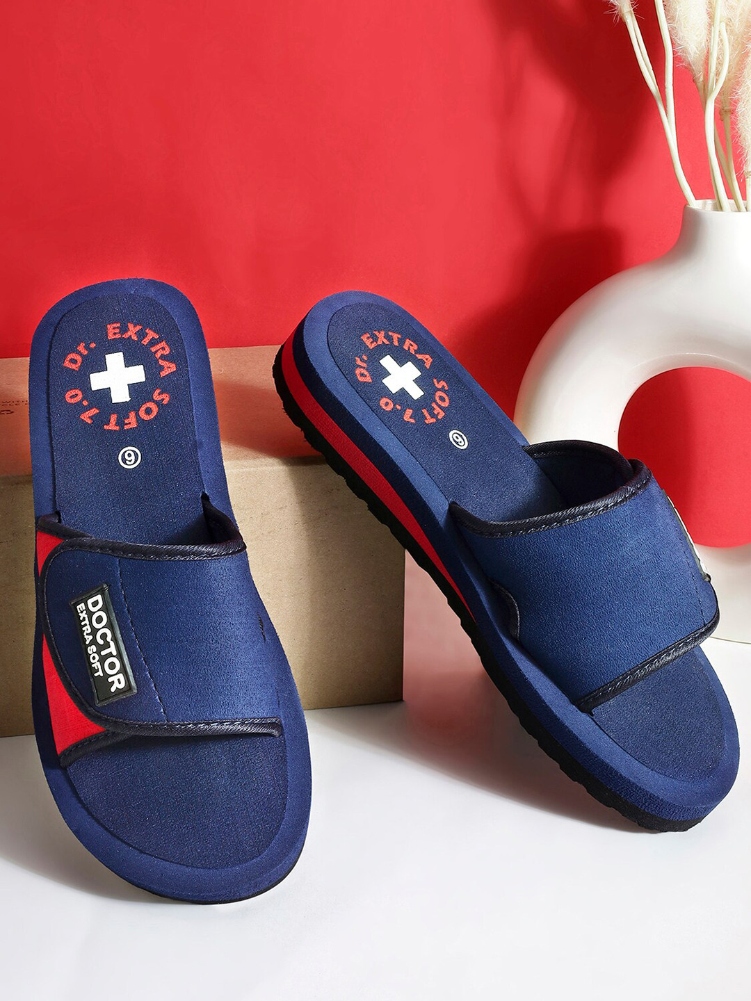 Buy DOCTOR EXTRA SOFT Women Orthopedic Sliders With Velcro Strap - Flip ...