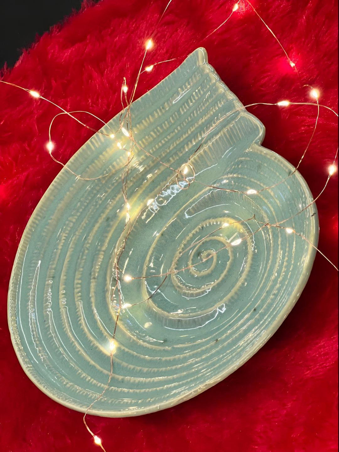 Buy Timaya's Decor Green & Cream Swirly Design Ceramic Platter - Food ...