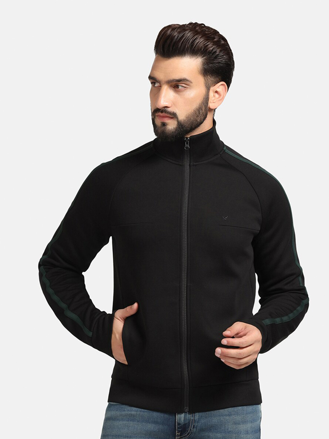 Buy Blackberrys Stand Collar Cotton Front Open Sweatshirt - Sweatshirts ...