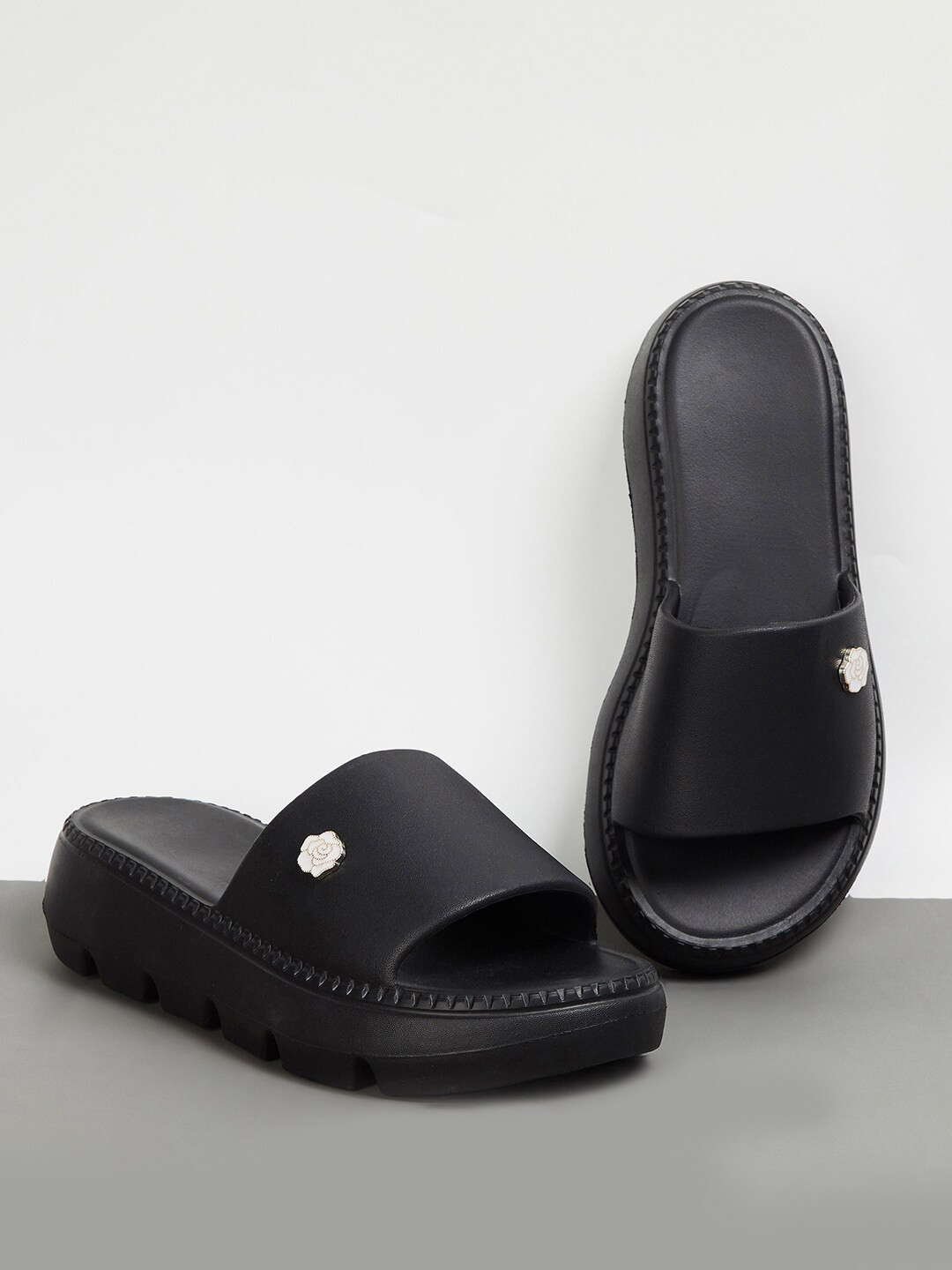 Buy Ginger By Lifestyle Women Textured Open Toe Sliders - Flip Flops ...