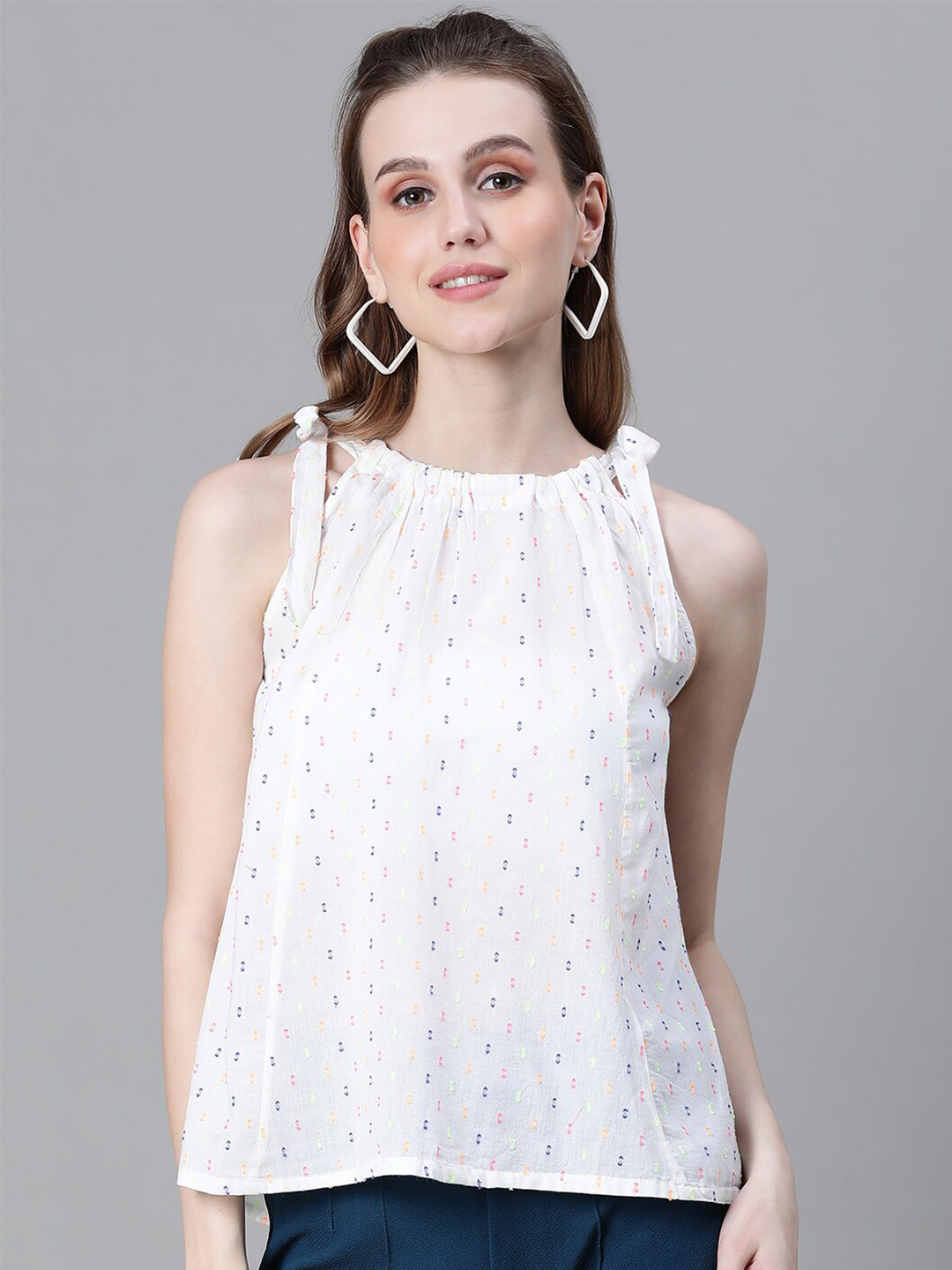 Buy Oxolloxo Self Design Shoulder Straps Organic Cotton A Line Top ...