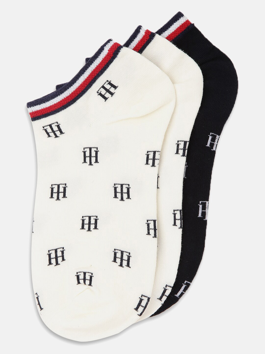 Buy Tommy Hilfiger Men Pack Of 3 Patterned Cotton Ankle Length Socks ...