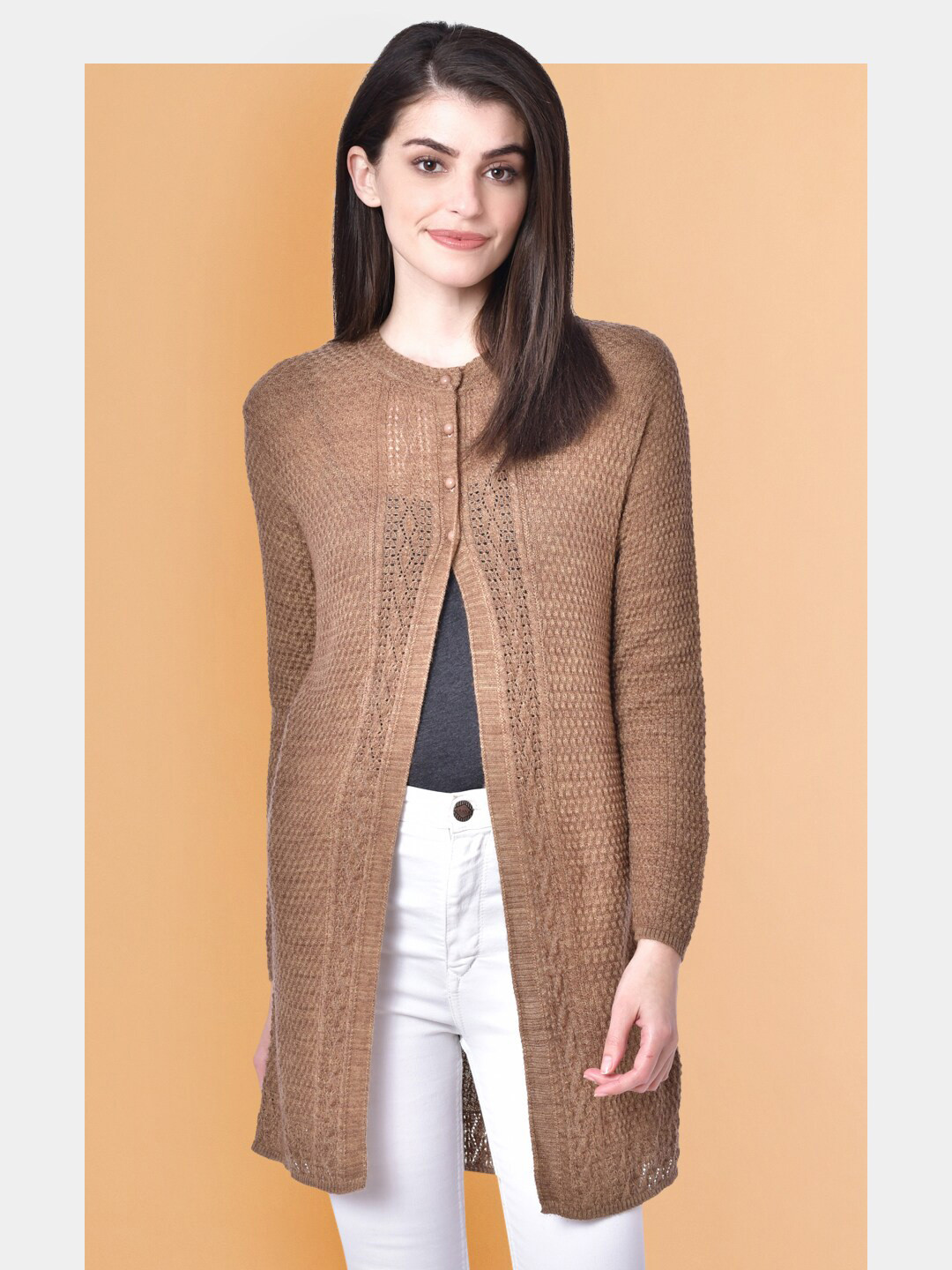Buy Chemistry Cable Knit Long Sleeves Wool Longline Cardigan Sweater ...
