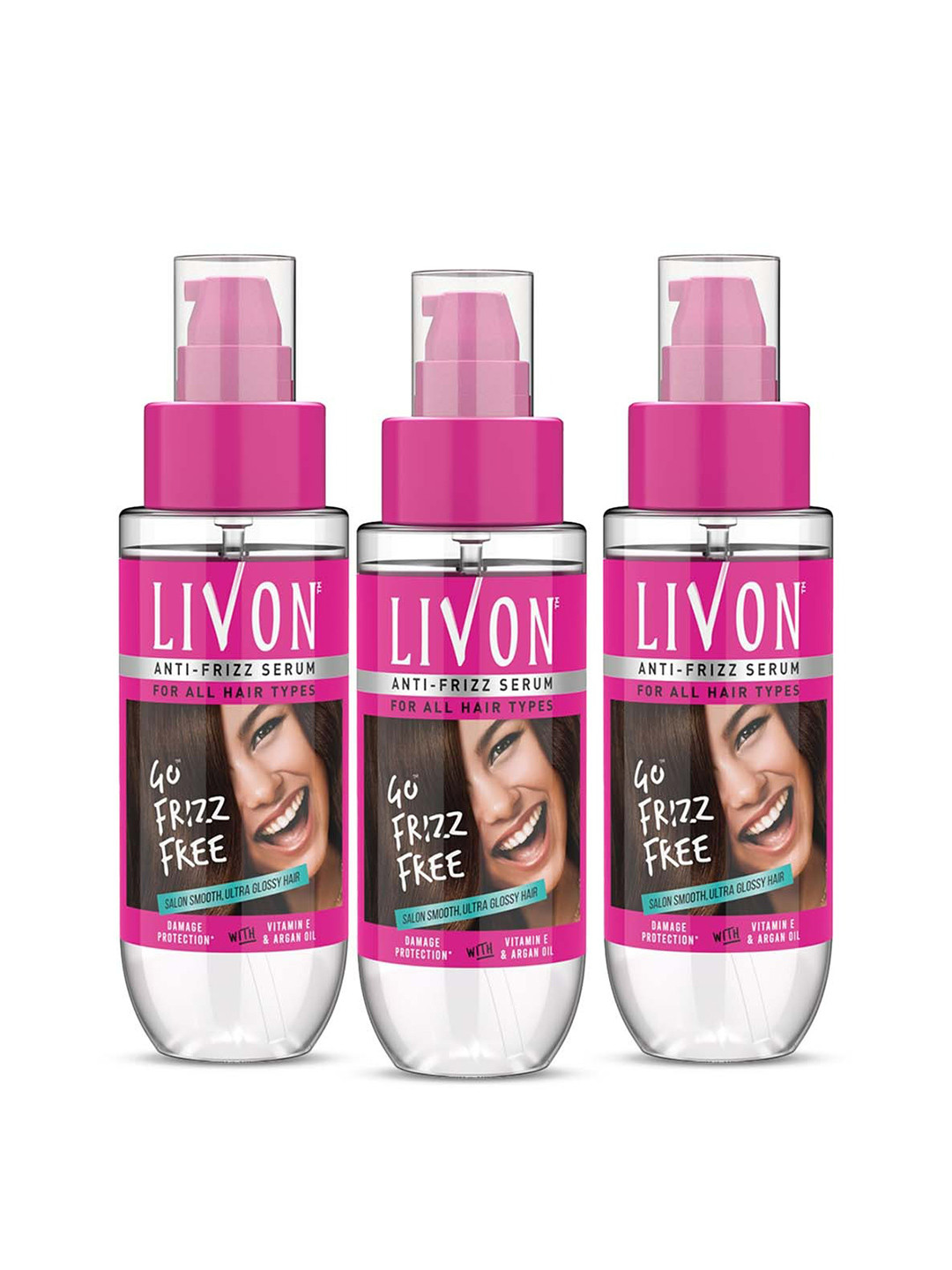 Buy Livon Set Of 3 Hair Serum For Frizz Free Smooth Hair With Argan Oil ...