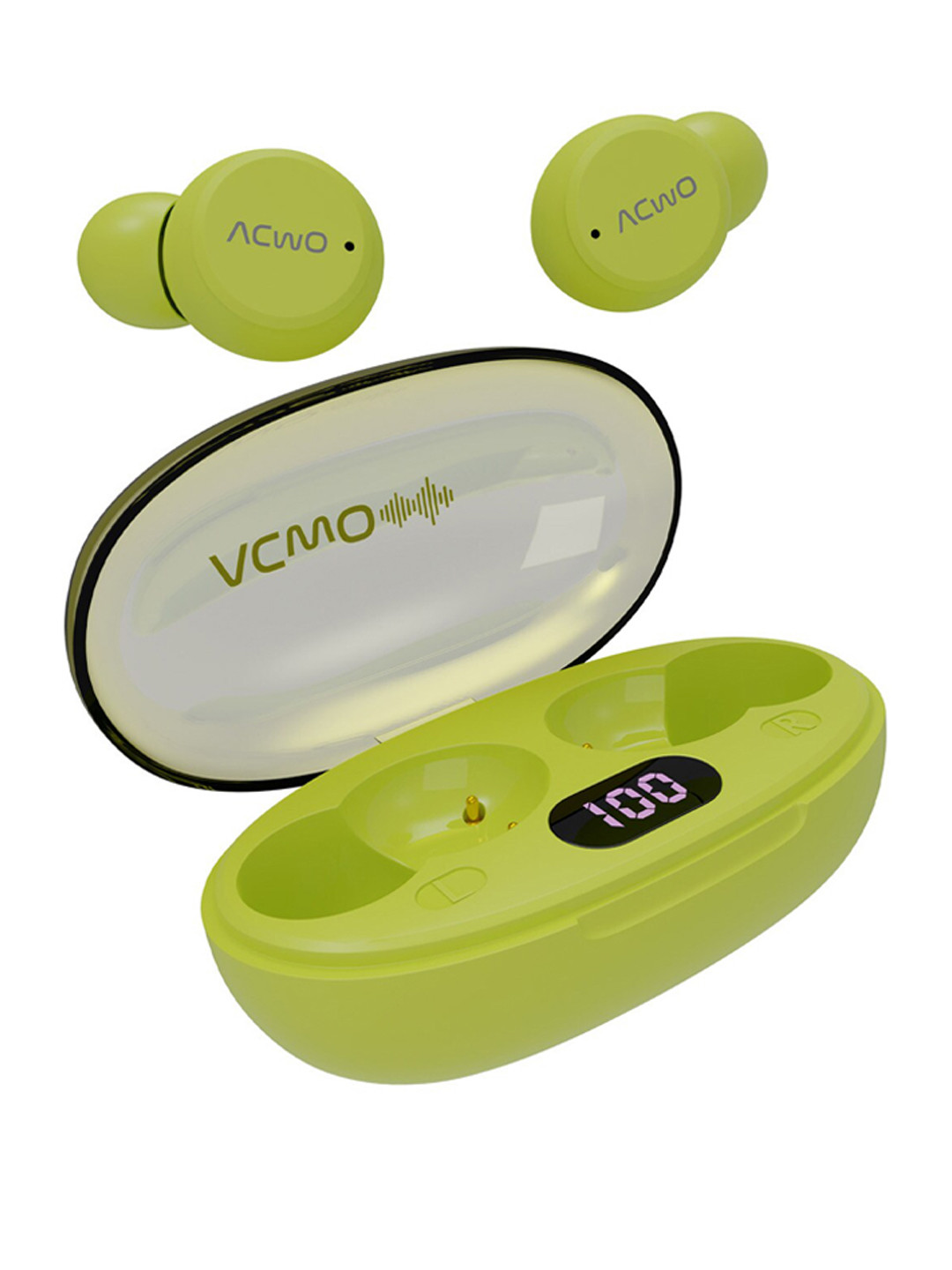 Buy ACwO DwOTS Trans Lime Green 24Hrs Playtime Transparent Case TWS LED ...