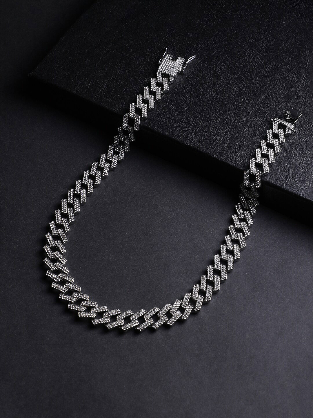 Buy French Accent Silver Plated Stones Studded Chain - Necklace And ...