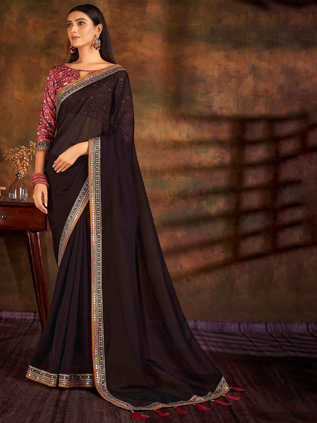 Buy HASRI Embroidered Organza Saree - Sarees for Women 26036768 | Myntra