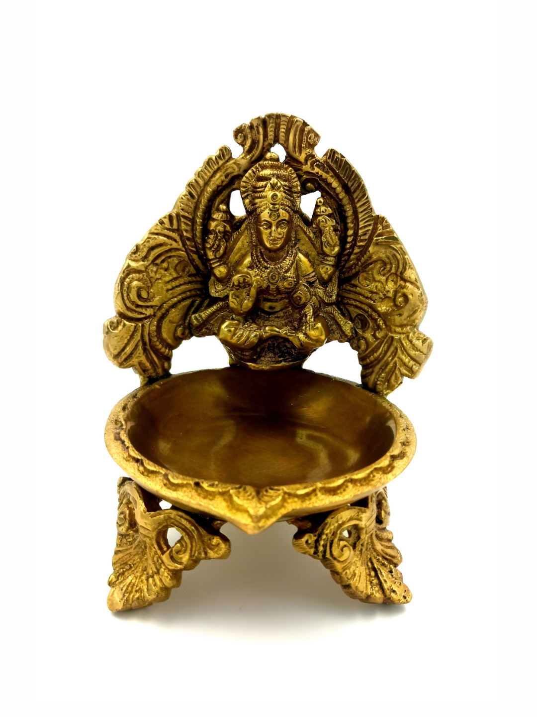 Buy Arihant Craft Gold Toned Brass Lakshmi Lamp Small Showpiece ...