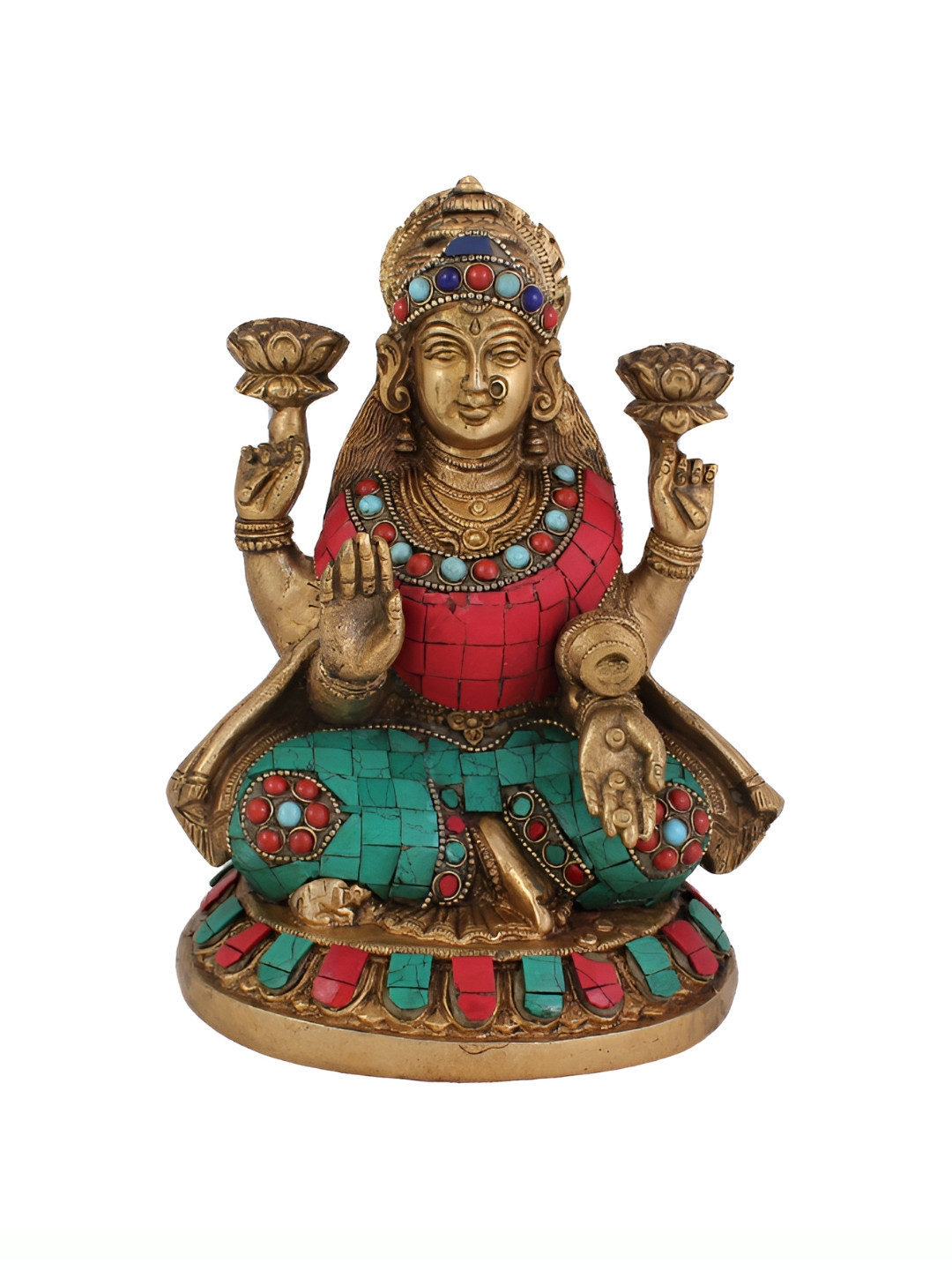 Buy Arihant Craft Gold Toned & Red Brass Lakshmi Small Showpiece ...