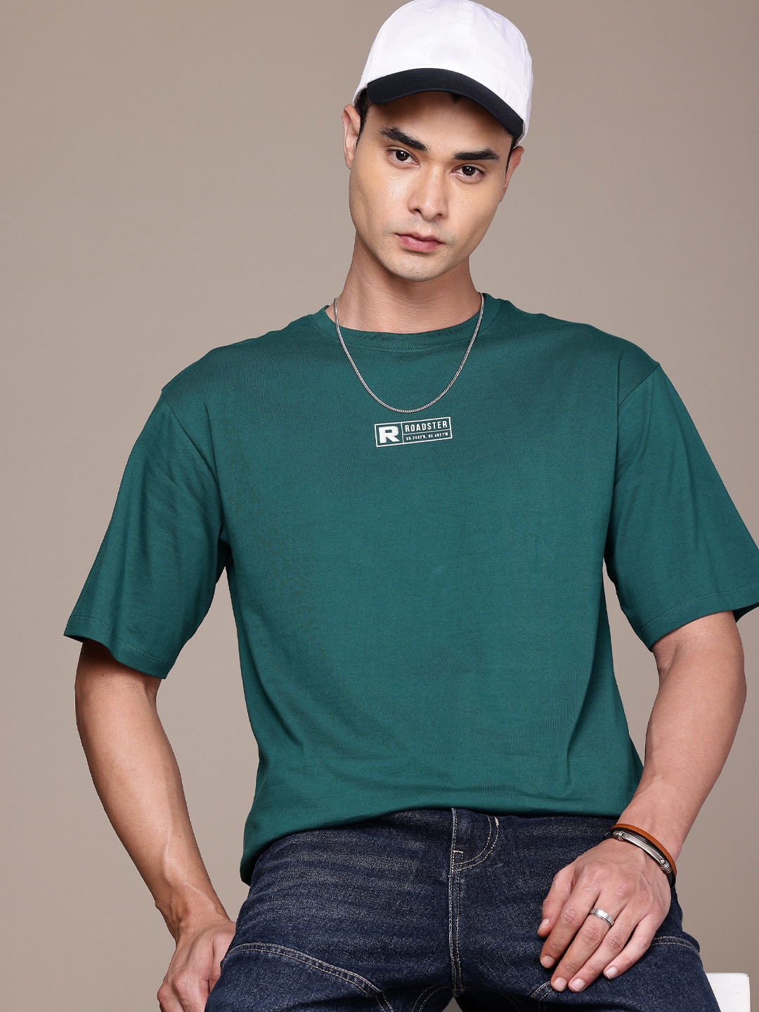 Buy The Roadster Life Co. Drop Shoulder Sleeves Pure Cotton Relaxed Fit ...