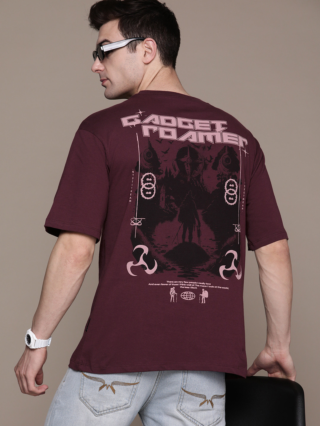 Buy The Roadster Lifestyle Co. Graphic Printed Drop Shoulder Sleeves ...