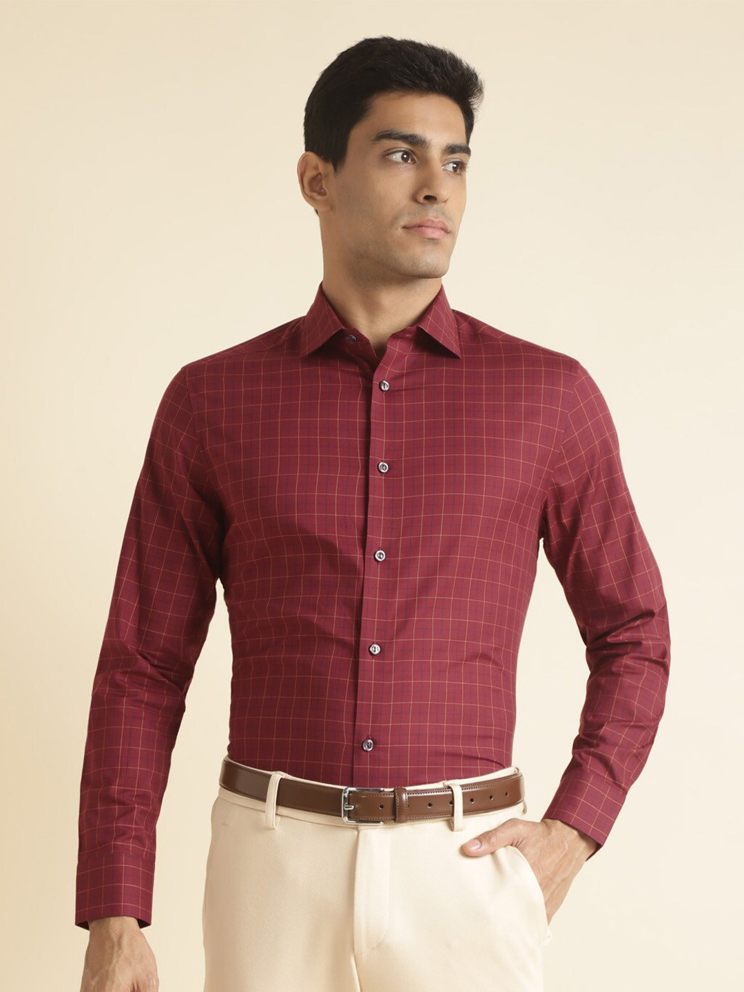 Buy Andamen Grid Tattersall Checks Premium Cotton Formal Shirt - Shirts ...